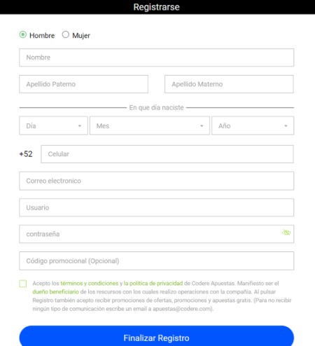 Cómo registrarse en Codere - Guías de Apuestas Deportivas en México